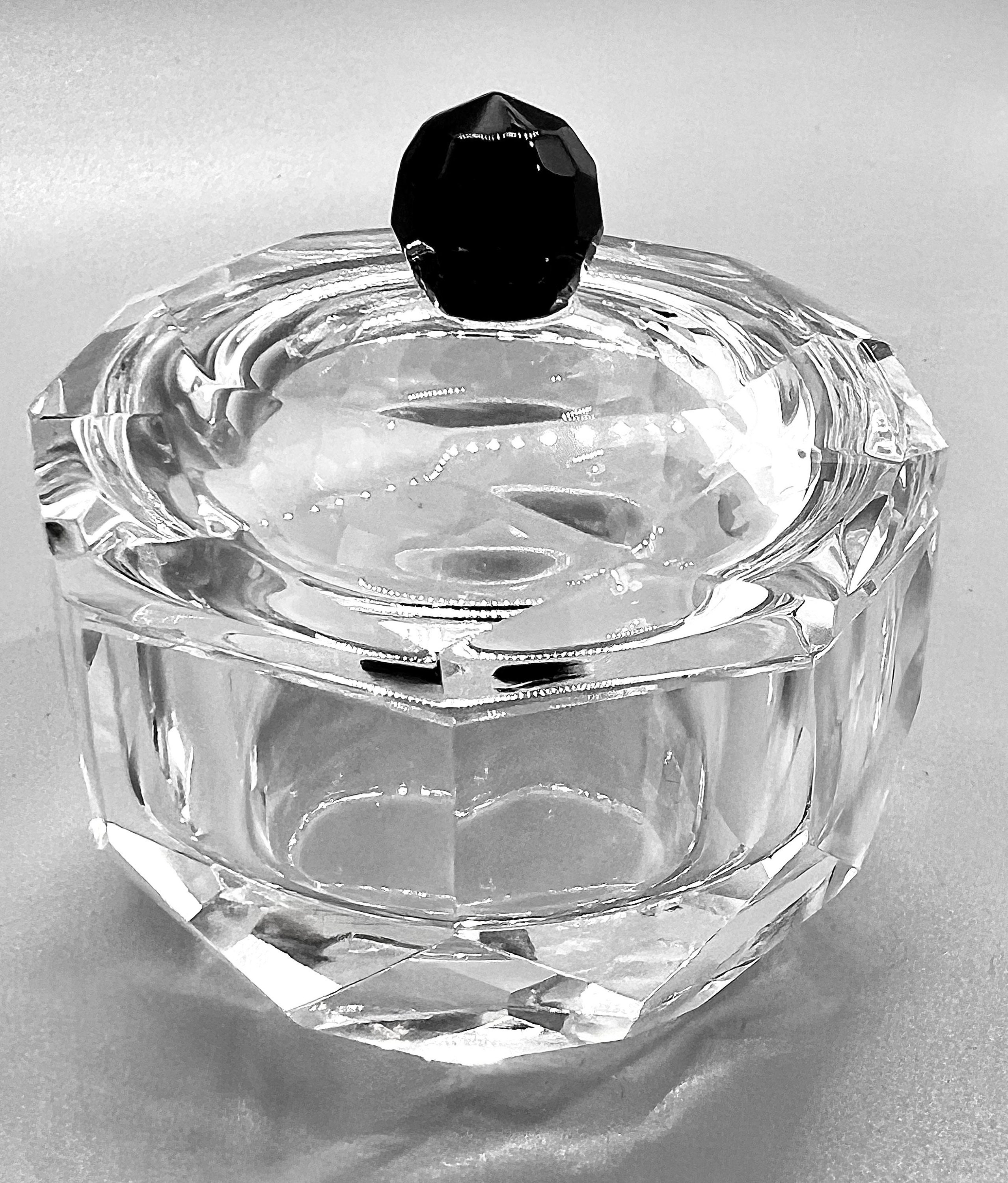 Vintage Crystal Lidded Box | Vintage Crystal Jewelry Box | Small ...