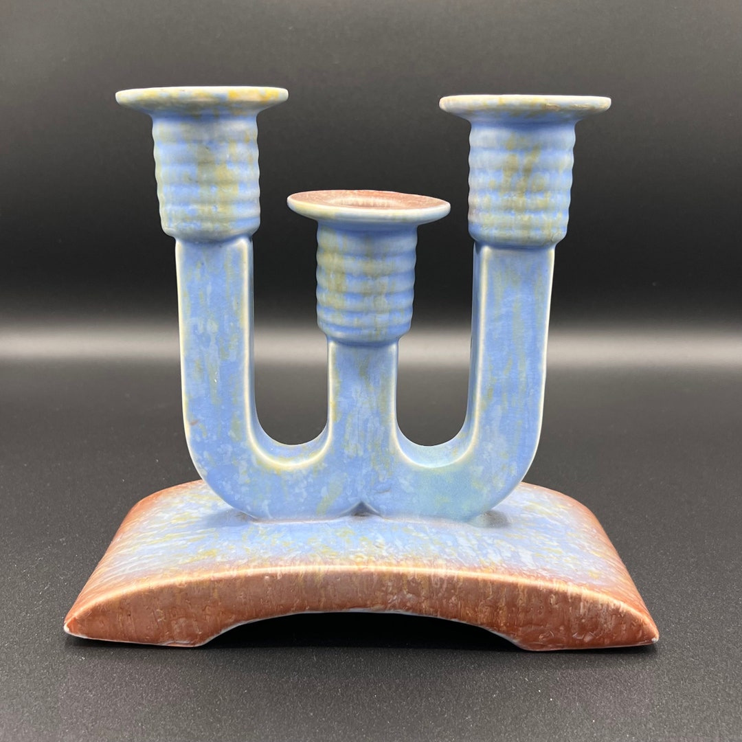 Vintage Ceramic Candlestick Holder Three Armed Crown Devon - Etsy