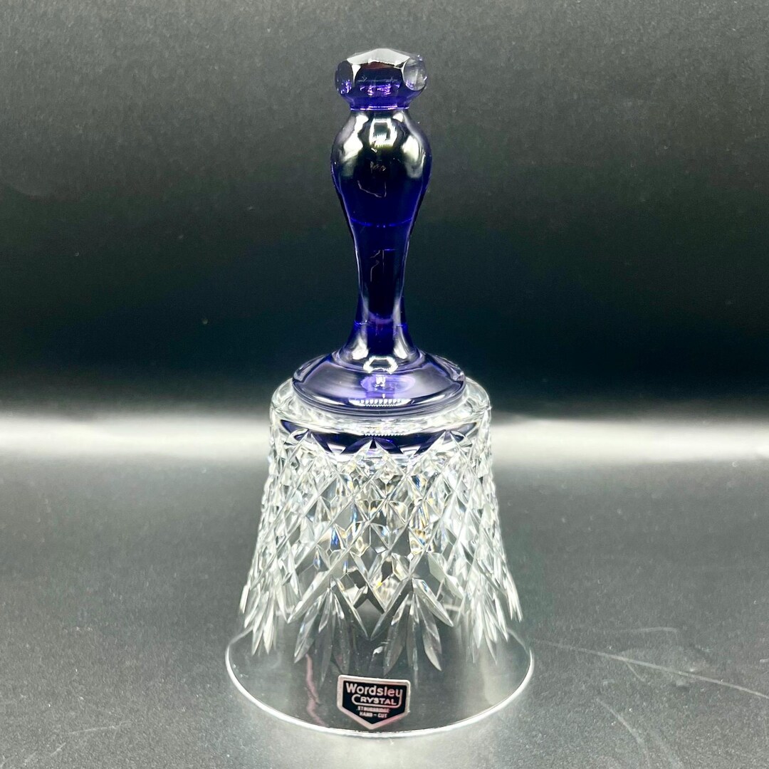Vintage Cut Crystal Bell With Blue Glass Handle, Worsley Crystal ...