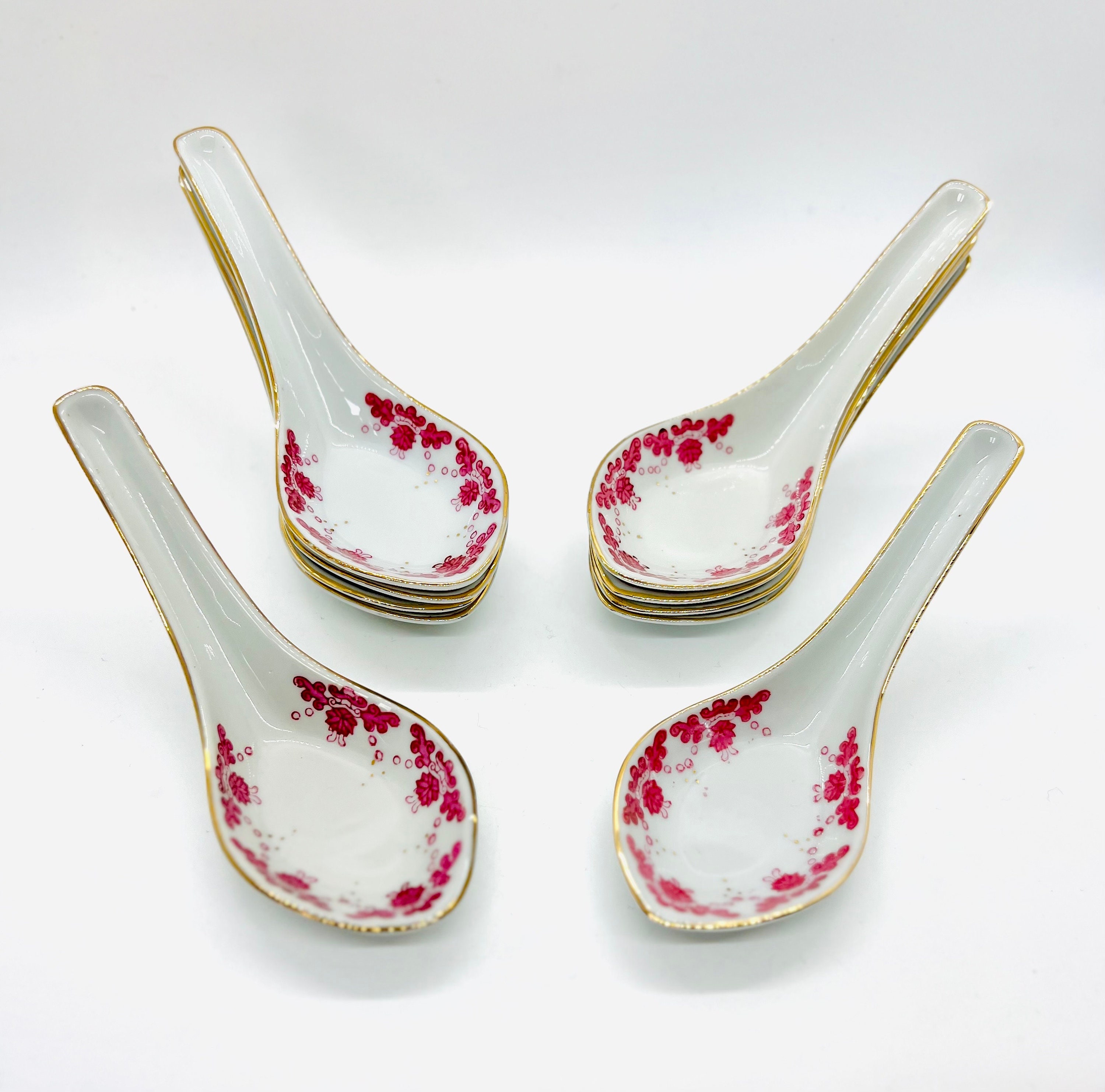 Vintage Chinese Porcelain Soup Spoons Noodle Soup Spoon - Etsy