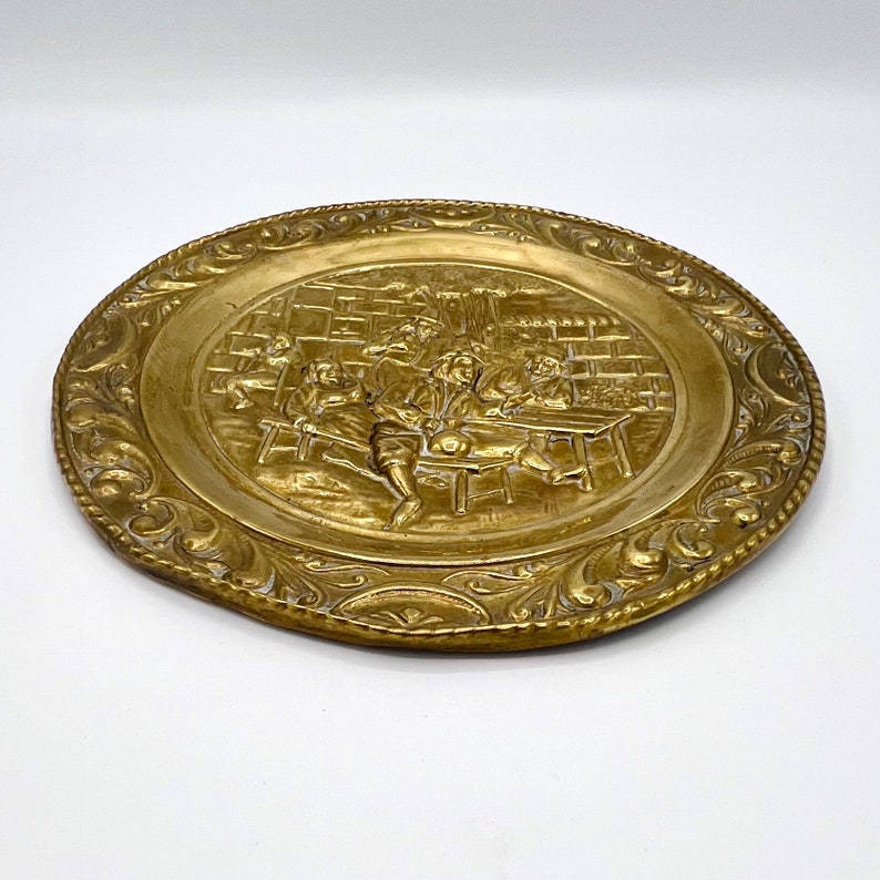 Vintage Brass Plate, Hand Hammered Pub Wall Hanging Decorative Solid ...