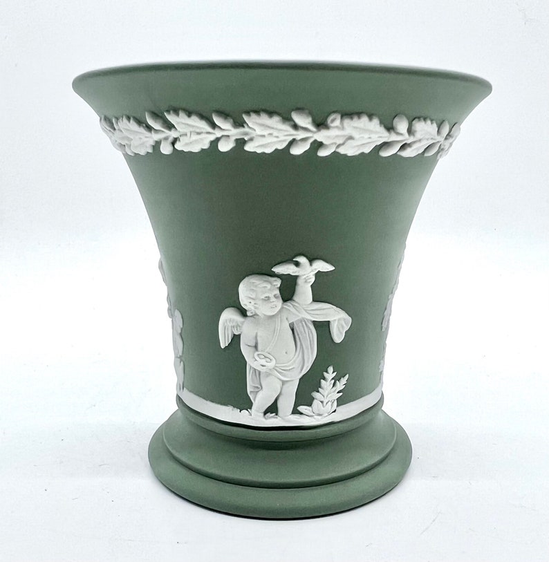 Wedgwood Jasperware Vase Vintage Wedgwood Vase Green Jasperware Vase ...