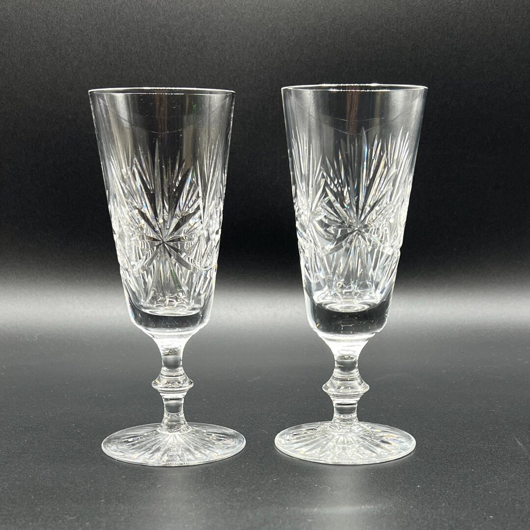 Edinburgh Crystal Champagne Flutes, Vintage Star of Edinburgh Pattern ...