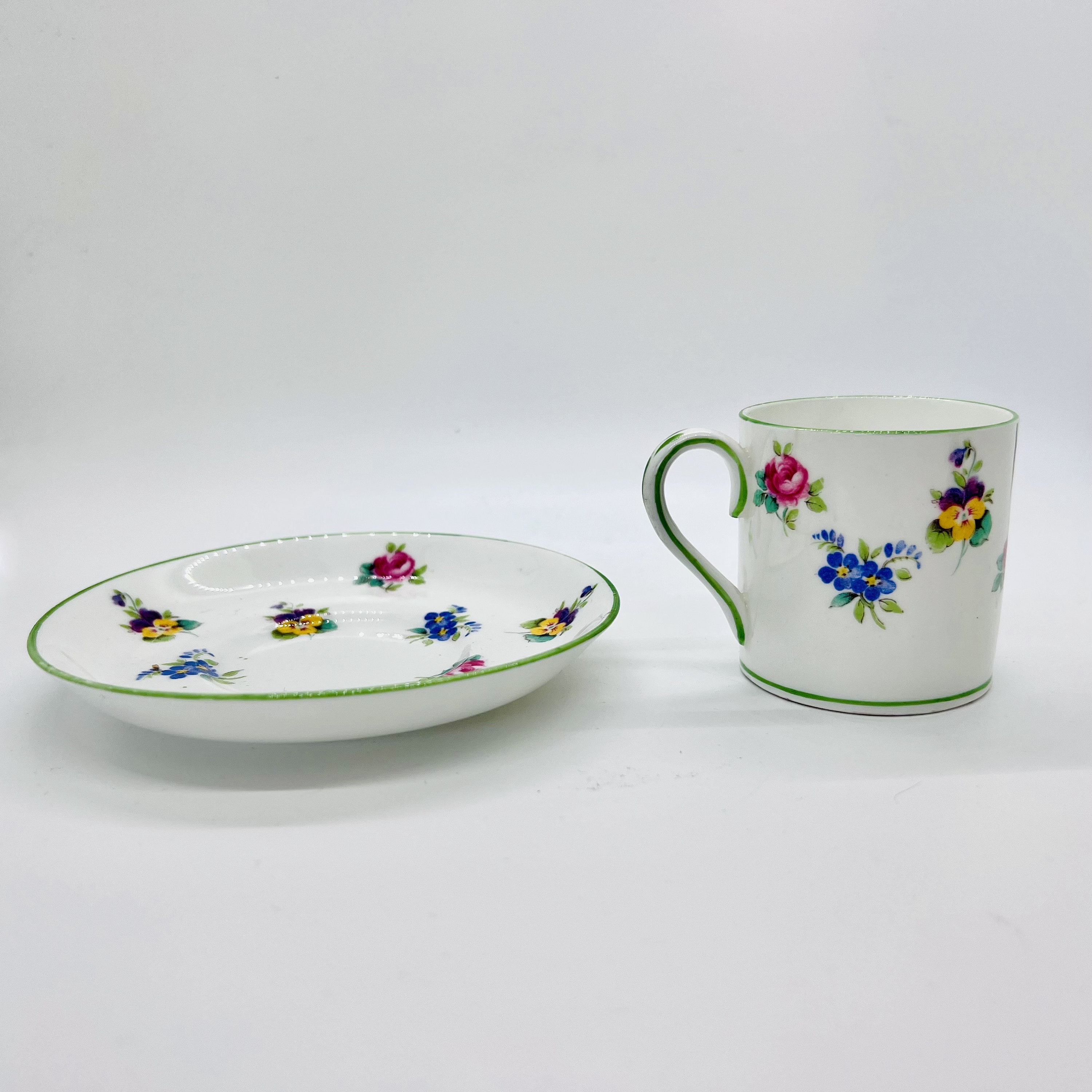 TAZA Y PLATO ANTIGUOS / Bone China Crown Straffordshire Inglaterra ...