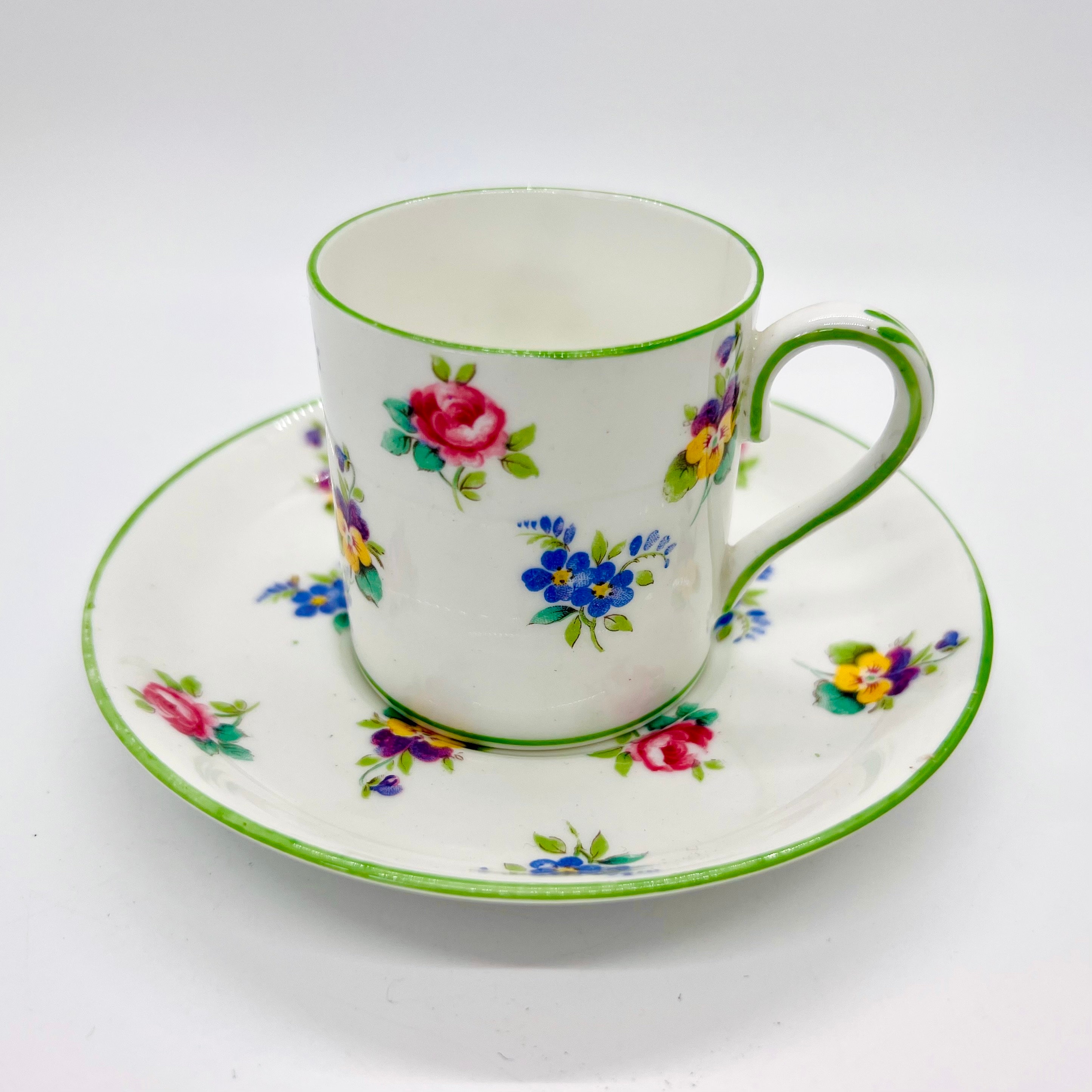TAZA Y PLATO ANTIGUOS / Bone China Crown Straffordshire Inglaterra ...