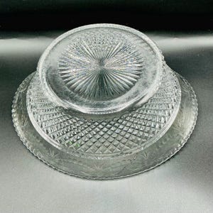 Large Cut Crystal Fruit Bowl, Diamond Cut, Floral Swags, Vintage Retro ...