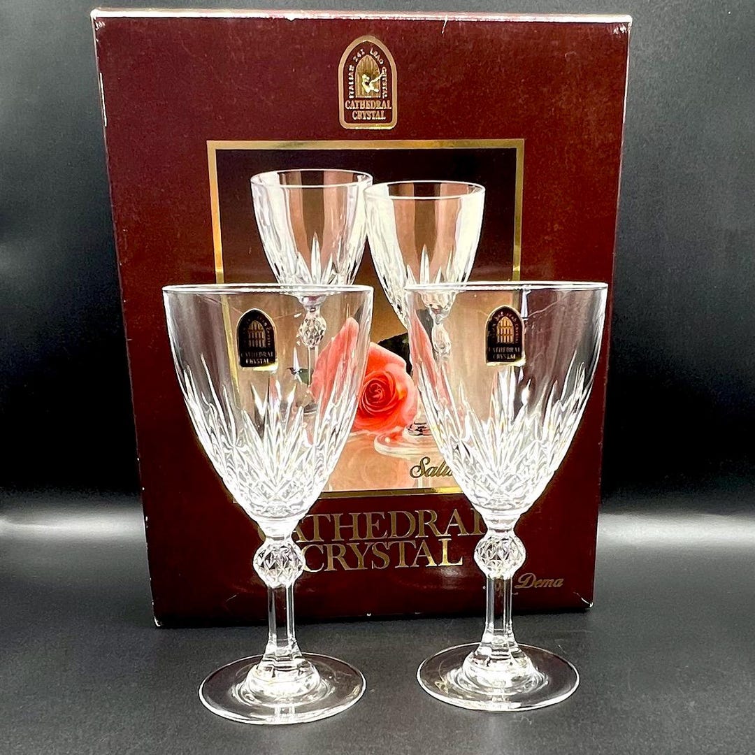 Vintage Cut Crystal Wine Glasses: Dema Cathedral Salisbury, Set of 2 - Etsy