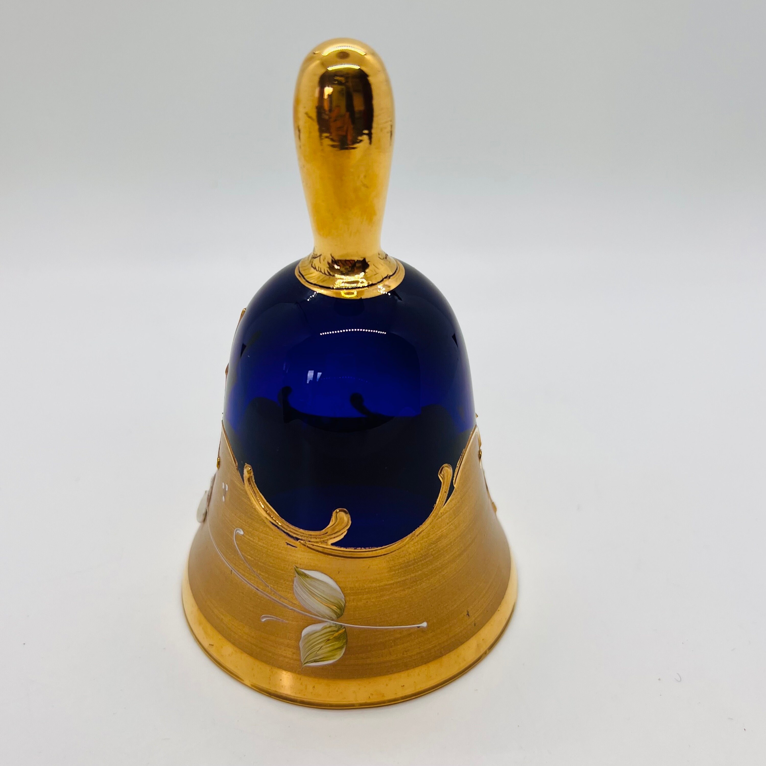 BOHEMIAN GLASS BELL, Murano Style Salvadori Tre Fuochi Enamel Flower ...