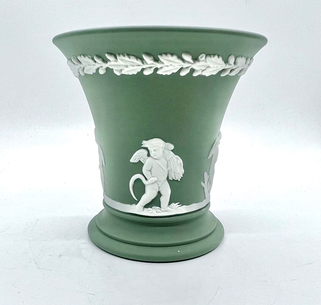 Wedgwood Jasperware Vase | Vintage Wedgwood Vase | Green Jasperware ...