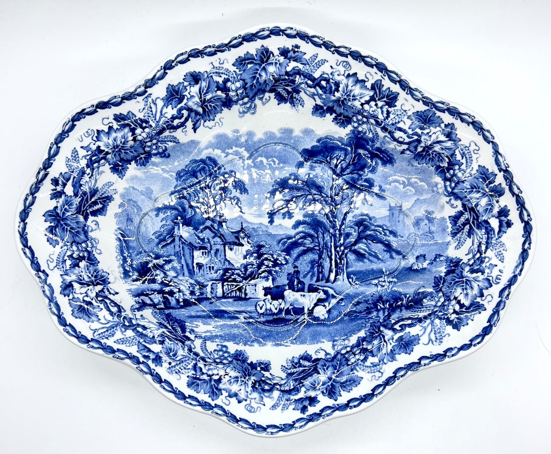 Antique Blue and White Plate | Antique Booths Serving Plate | Antique ...