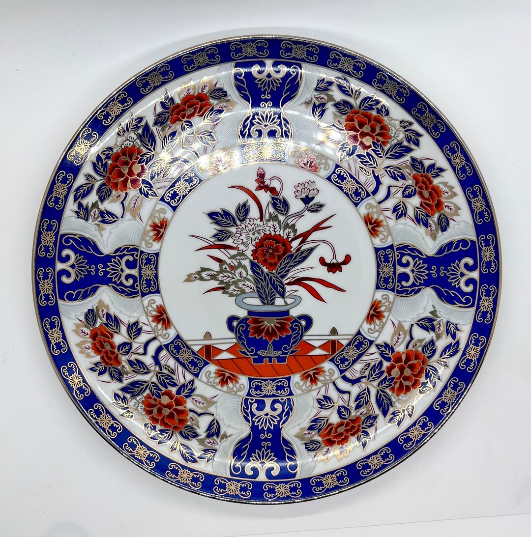 Vintage Chinese Plate | Marked to the Base | Blue White Gilded Chinese ...