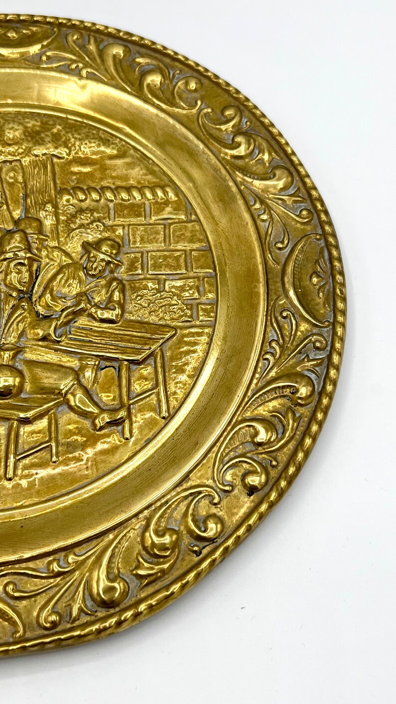 Vintage Brass Plate, Hand Hammered Pub Wall Hanging Decorative Solid ...