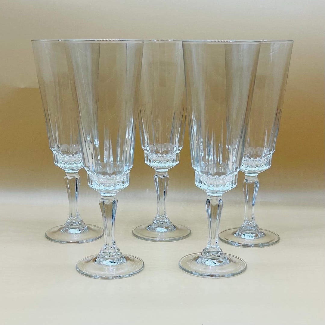 Vintage Cristal D'arques Champagne Flutes: Diamond Cut Crystal, Set of ...