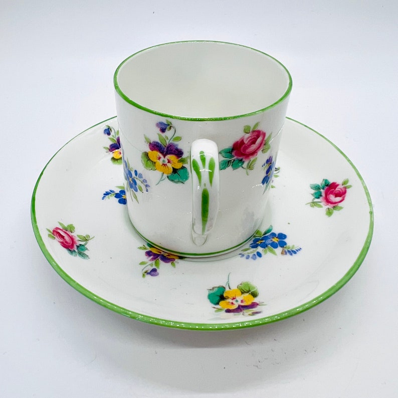 TAZA Y PLATO ANTIGUOS / Bone China Crown Straffordshire Inglaterra ...