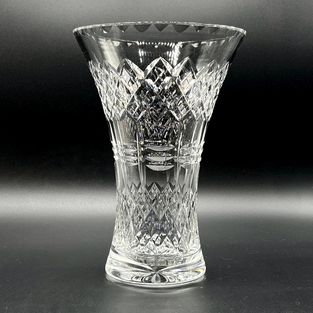 Vintage Diamond Cut Crystal Trumpet Vase: Height 25 Cm - Etsy