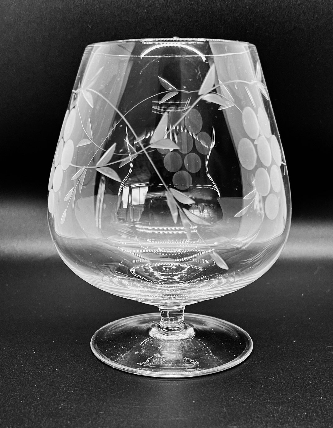 Vintage Crystal Cognac Glass Vintage Etched Glass Cognac Snifter Glass Vintage Etched Crystal