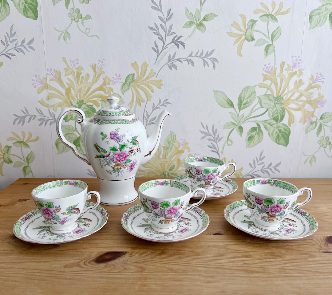 Vintage Tea Set Tuscan Fine English Bone China Vintage Tea Cups and ...
