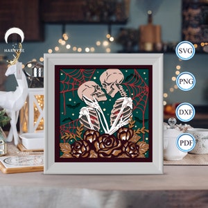 Skeletons Shadow Box Svg, Halloween Paper Cut Light Box, Shadow Box ...
