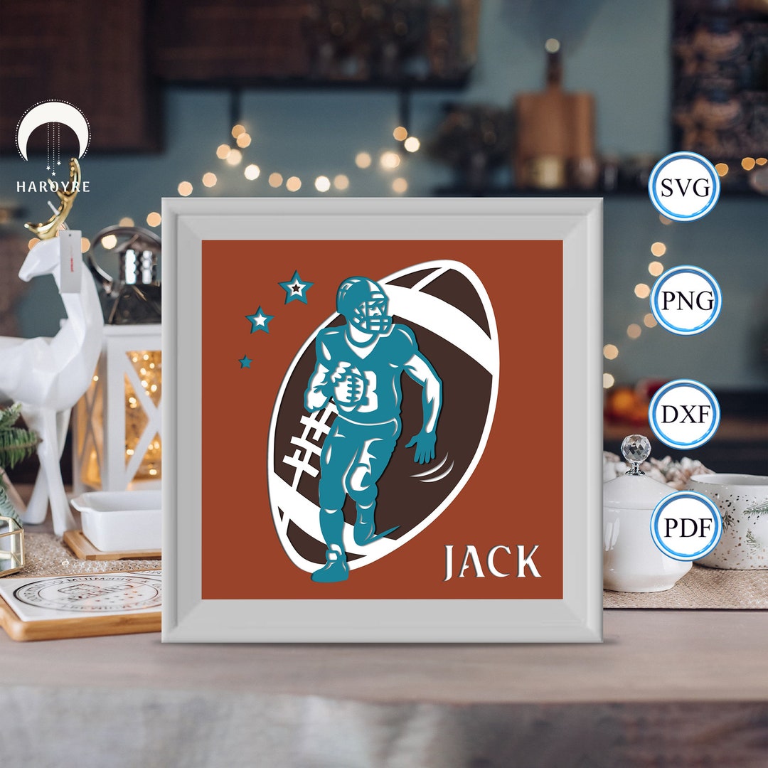American Football Shadow Box Svg, Football Paper Cut Light Box, Shadow ...