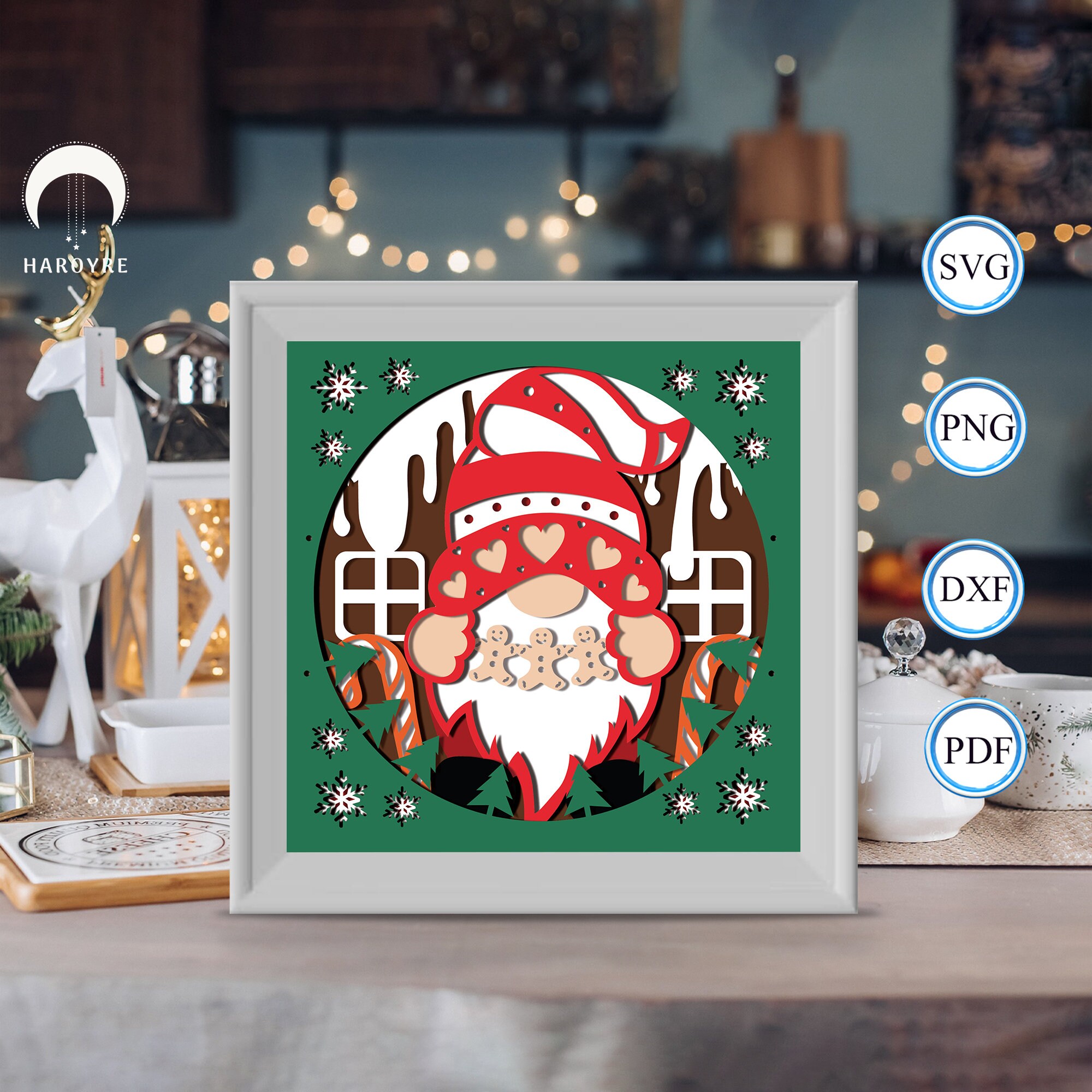 Gingerbread Gnome Shadow Box Svg Christmas Paper Cut Light - Etsy