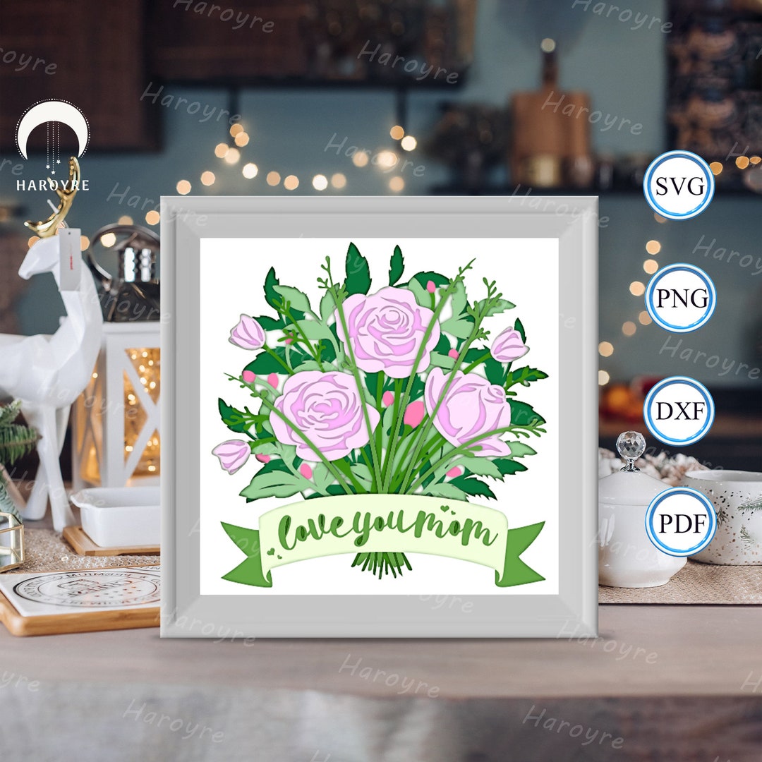 Love You Mom Shadow Box Svg, Mom Paper Cut Light Box, Shadow Box ...