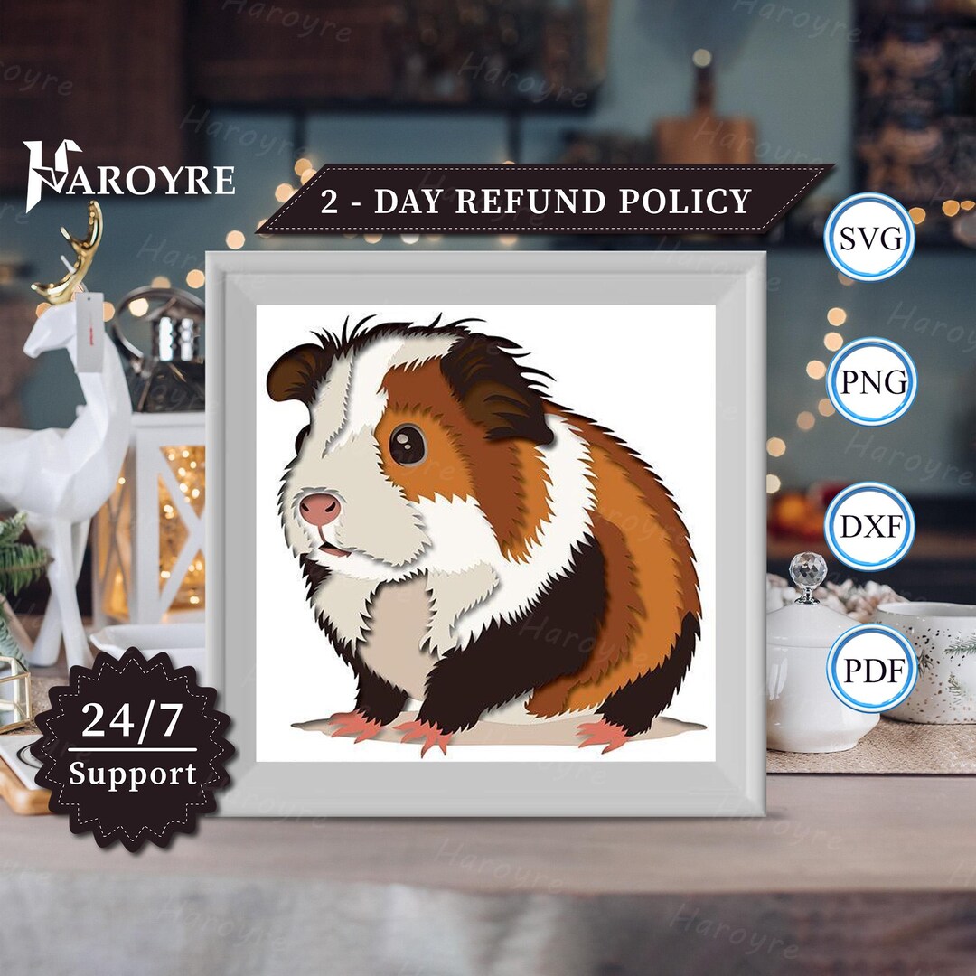 3d Guinea Pig Shadow Box, for Silhouette, Files for Cricut, Cardstock ...