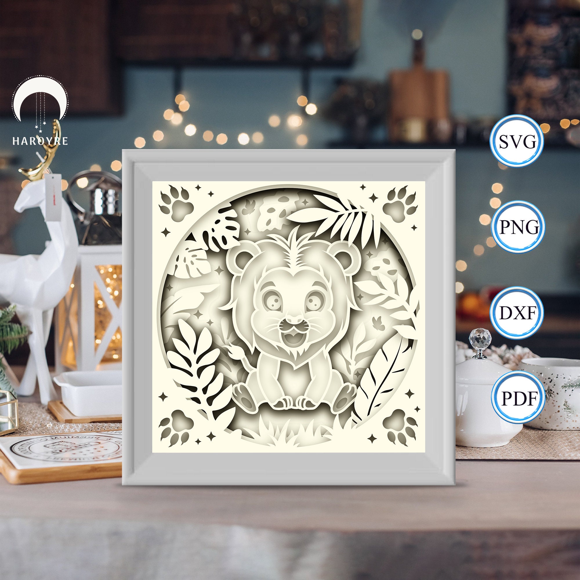 Lion Jungle Shadow Box Svg Lion Paper Cut Light Box Shadow - Etsy