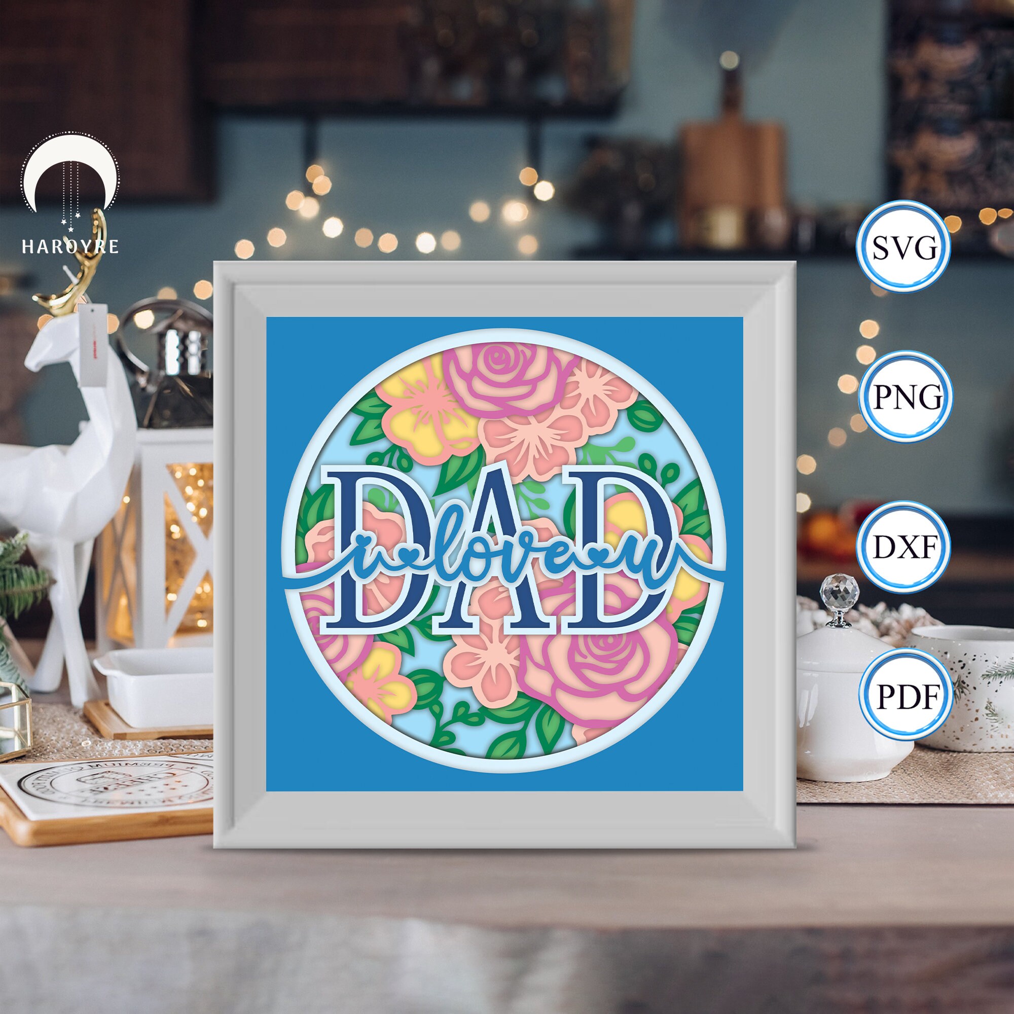 Love Dad Shadow Box Svg Dad Paper Cut Light Box Shadow Box - Etsy