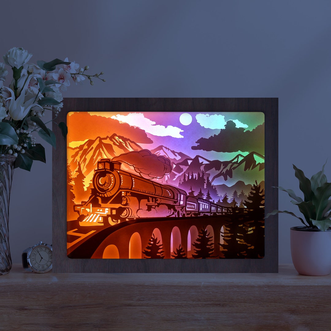 Old Train 1 Shadow Box Svg Sunset Paper Cut Light Box Shadow - Etsy UK