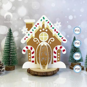 Gingerbread House Lantern SVG for Cricut Project DIY, Christmas Shadow ...