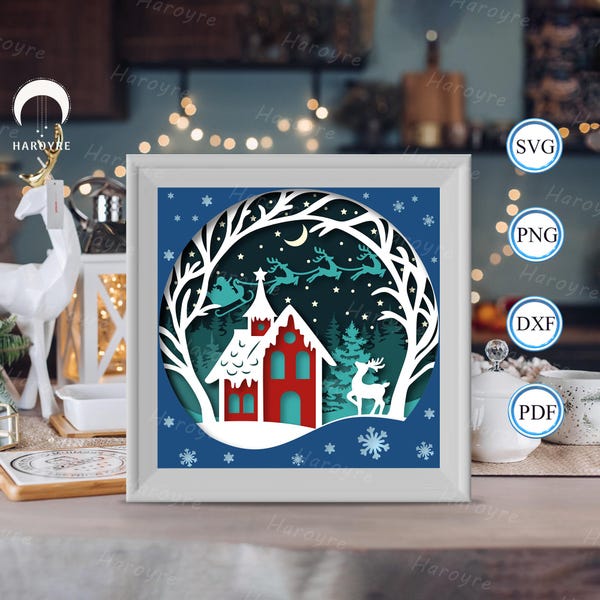 Shadow Box Svg Christmas - Etsy
