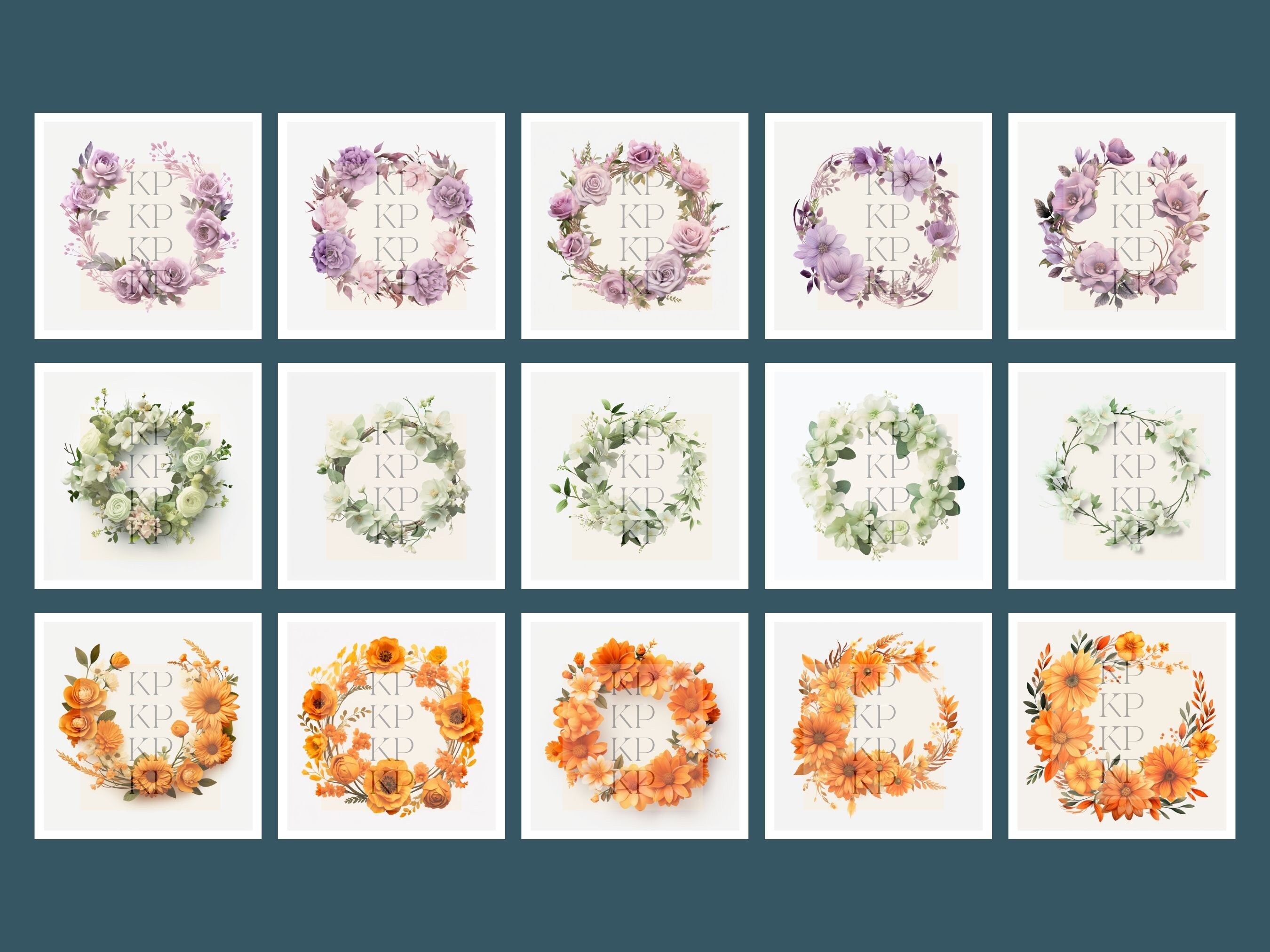 100 Floral Wreath Overlays, Maternity Digital Background, Floral ...