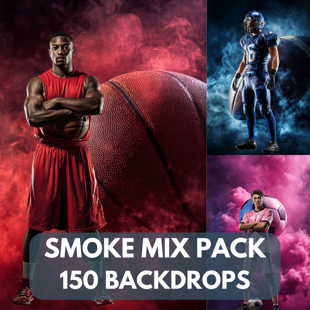 150 Sport Smoke Mix Backdrop Overlays Pack, Senior Night, Team Banner ...