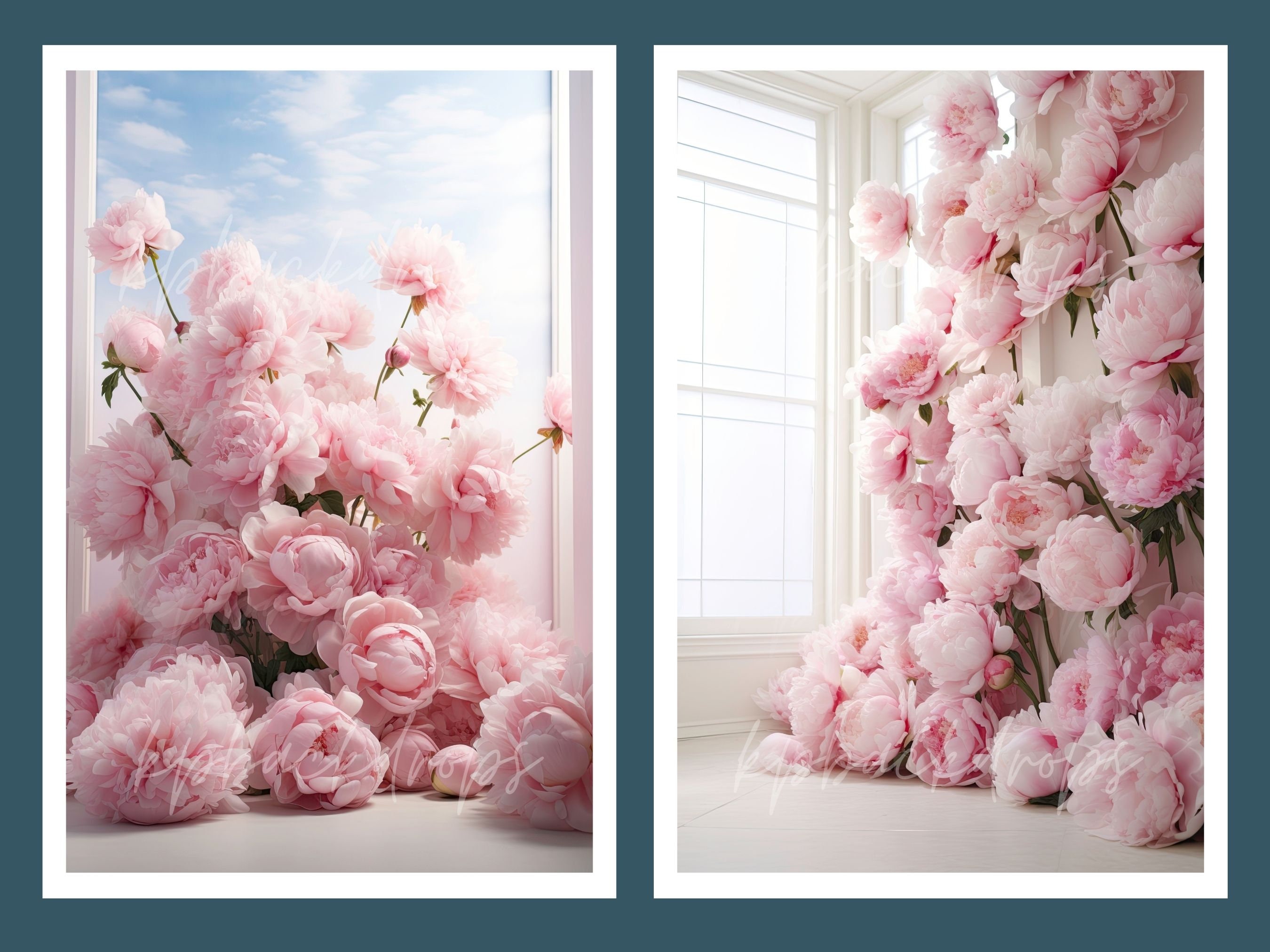 Pink Oversized Peonies Backdrop Maternity Digital Background - Etsy