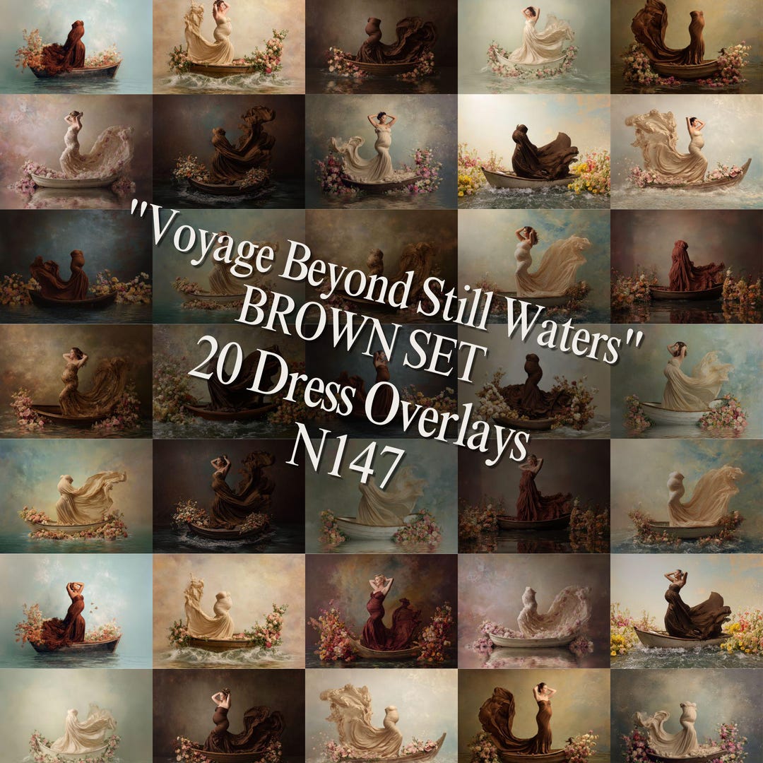 Brown Floral Boat & Maternity Dress Background, Digital Dress Overlays ...