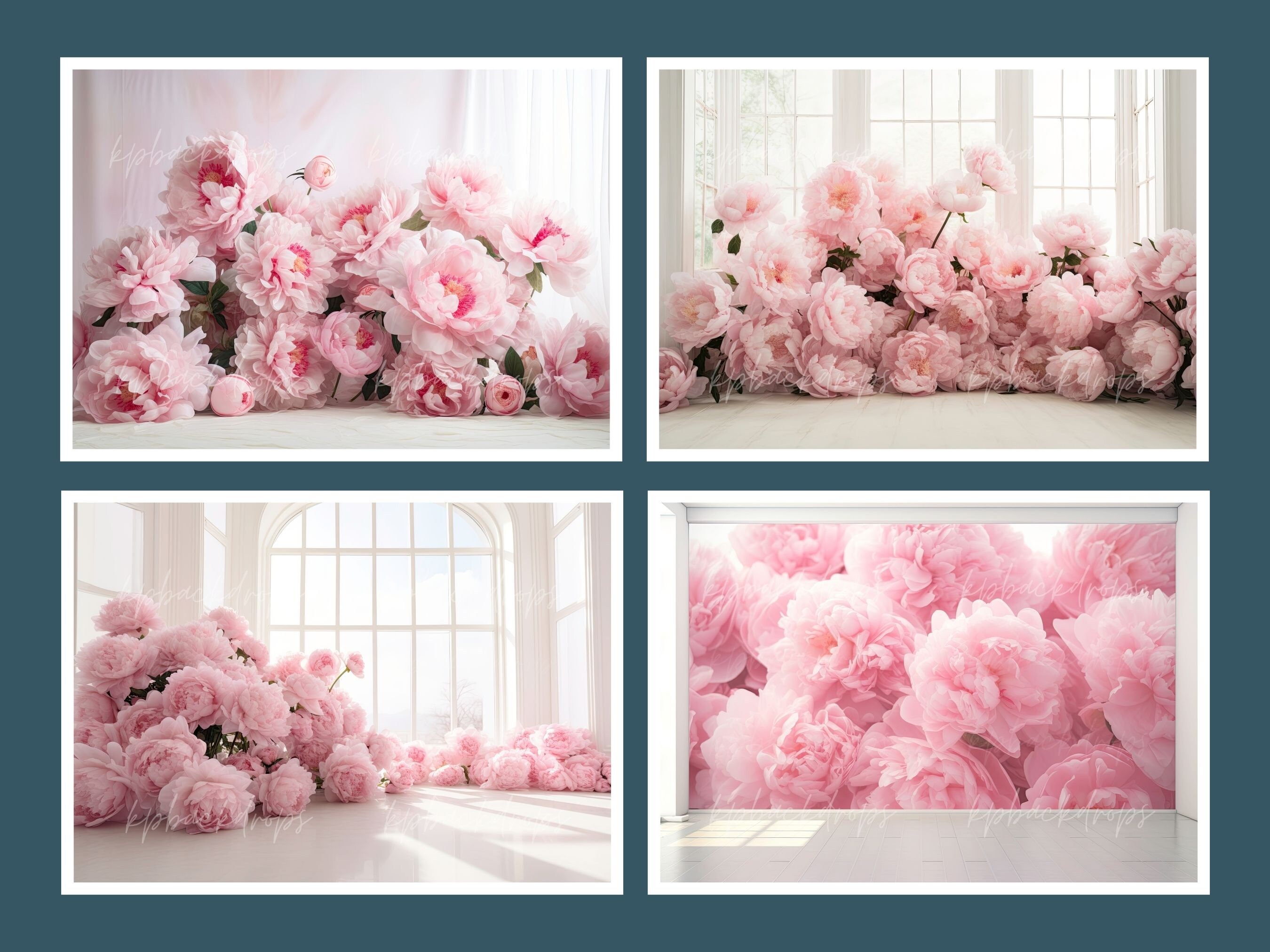 Pink Oversized Peonies Backdrop Maternity Digital Background - Etsy