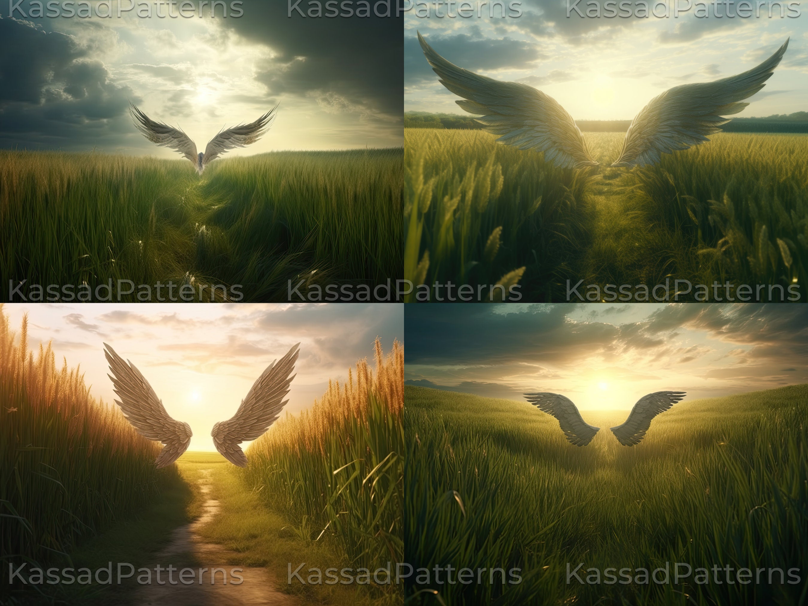 Grassy Path Angel Wings Digital Backdrops, Maternity Backdrop Overlays ...