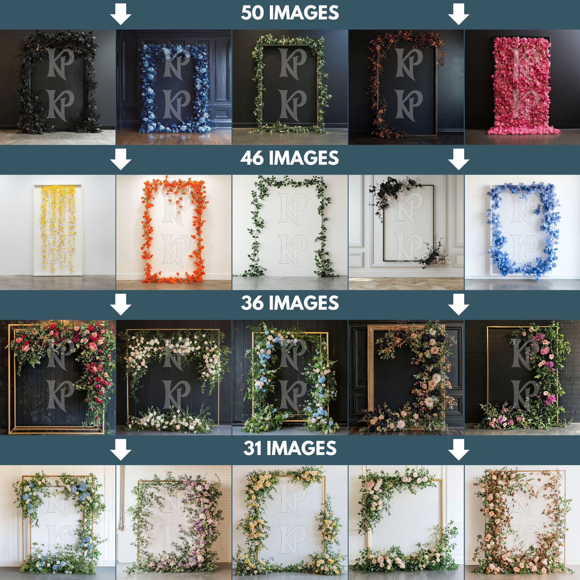 850+ Frame Backgrounds & Overlay Mega Bundle: Floral Frame Digital ...