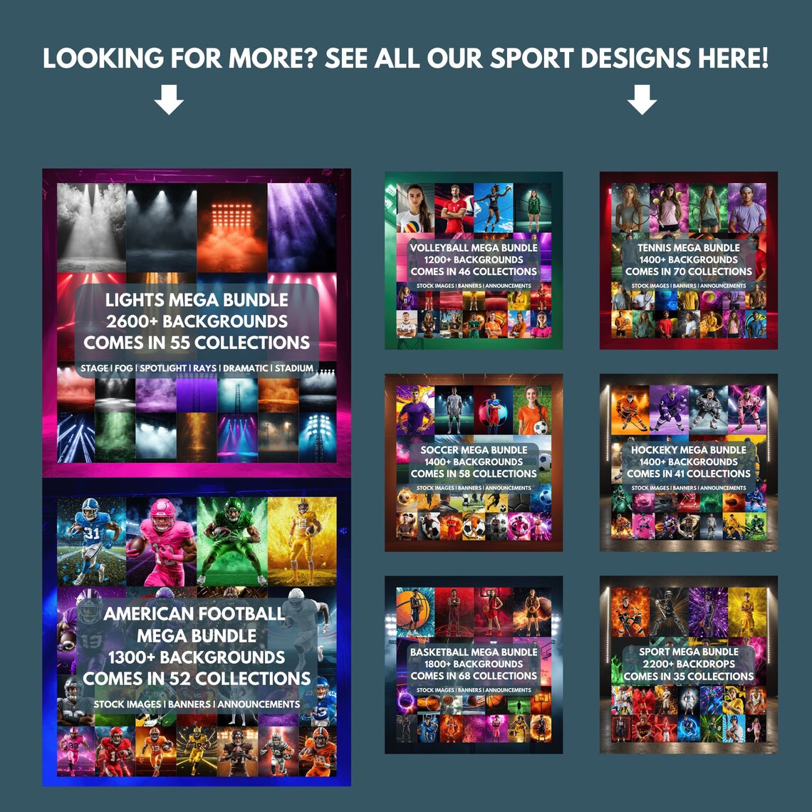 2600 Lights Background Overlays Mega Bundle for Sports, Stage Rays ...
