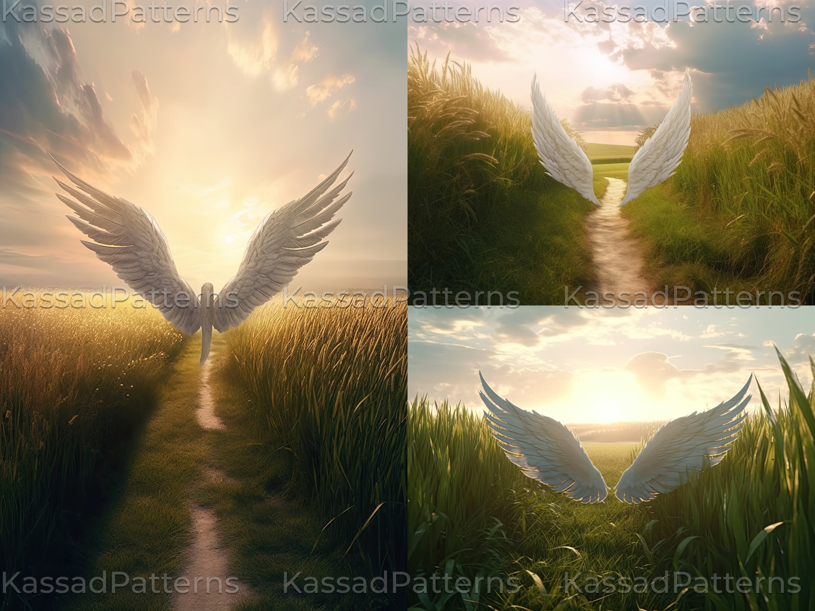 Grassy Path Angel Wings Digital Backdrops Maternity Backdrop - Etsy