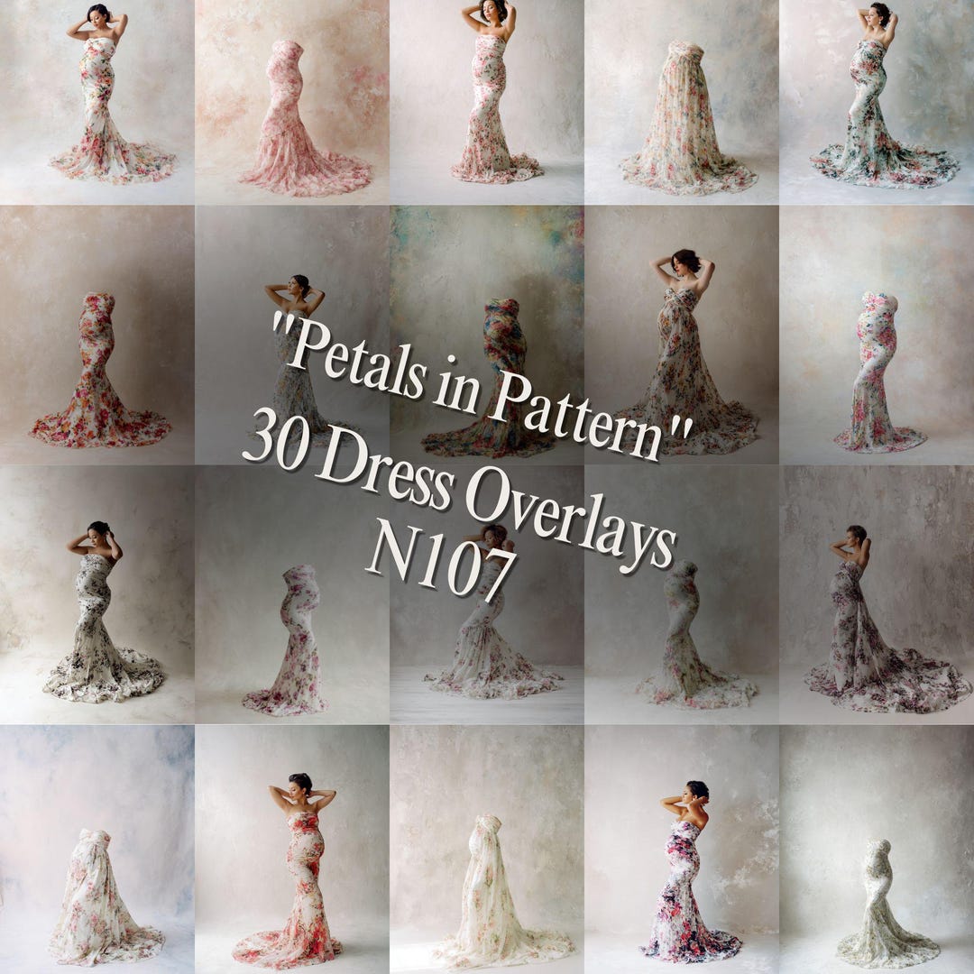 Floral Pattern Dress Background, Digital Dress Overlays, Maternity Gown ...