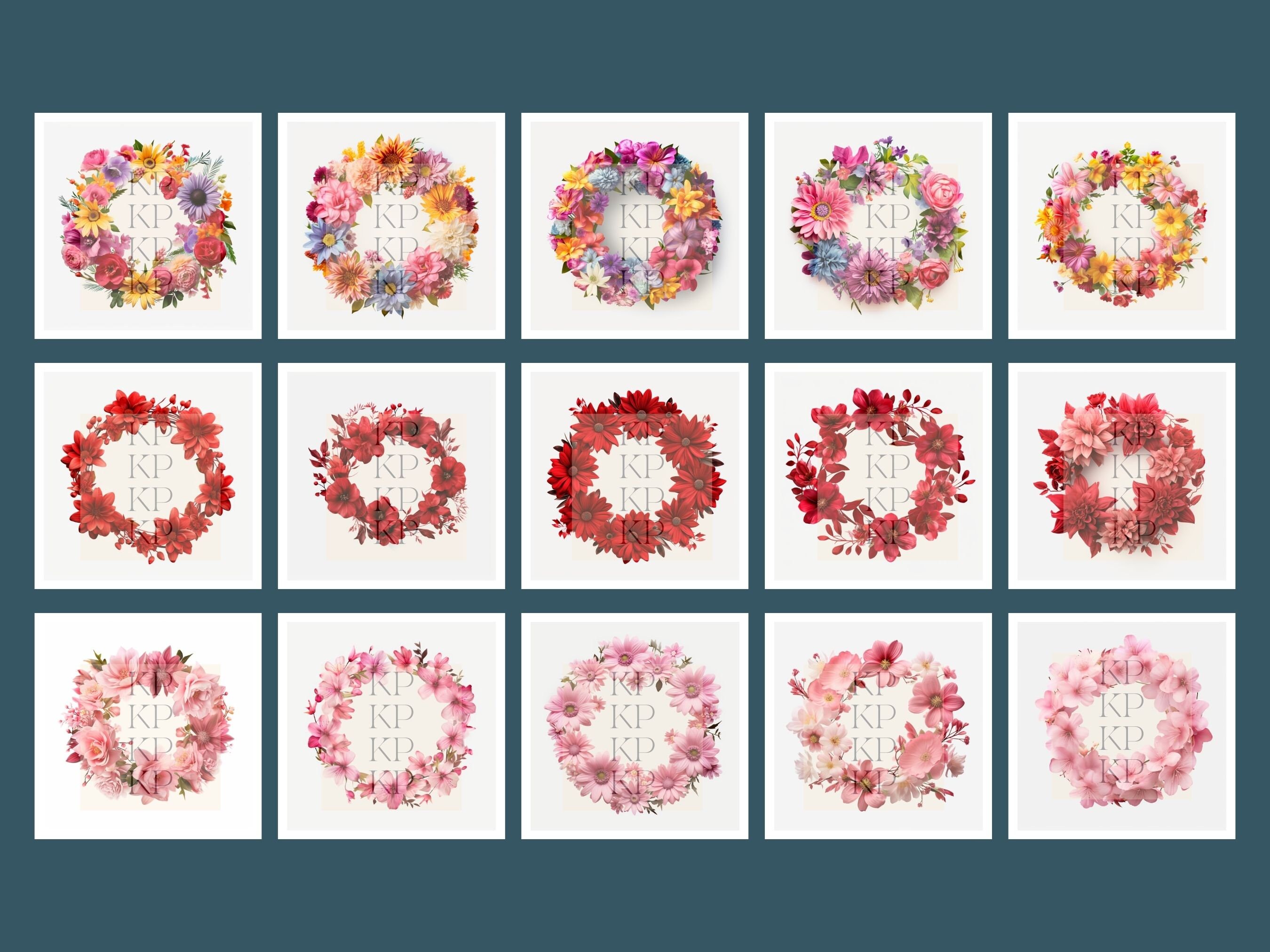 100 Floral Wreath Overlays, Maternity Digital Background, Floral ...