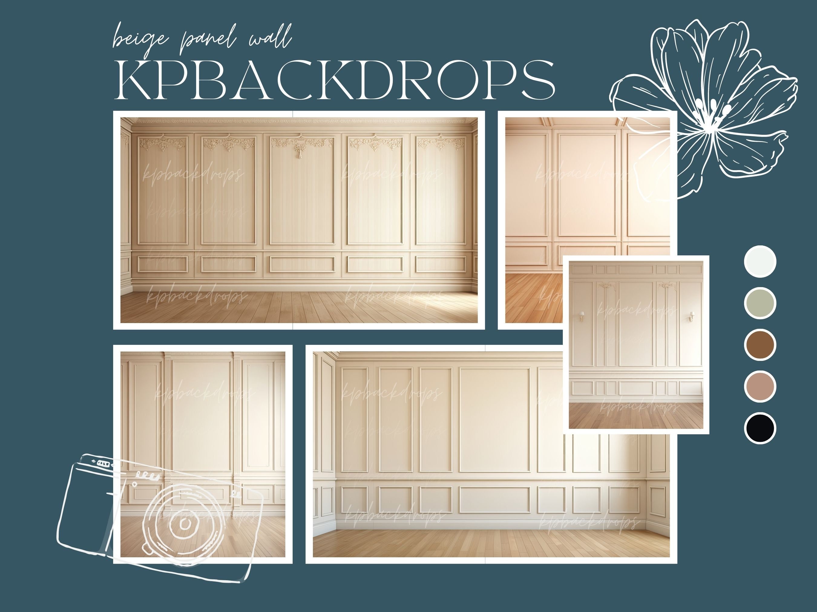 Beige Panel Wall Backdrop, Maternity Digital Backdrops, Studio Backdrop ...
