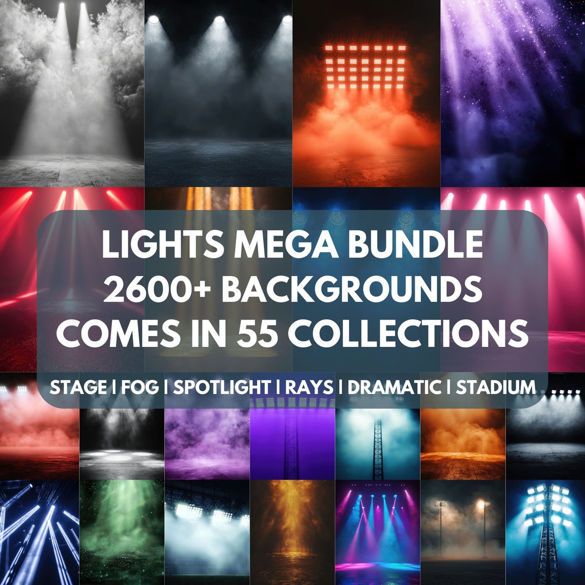 2600 Lights Background Overlays Mega Bundle for Sports, Stage Rays ...
