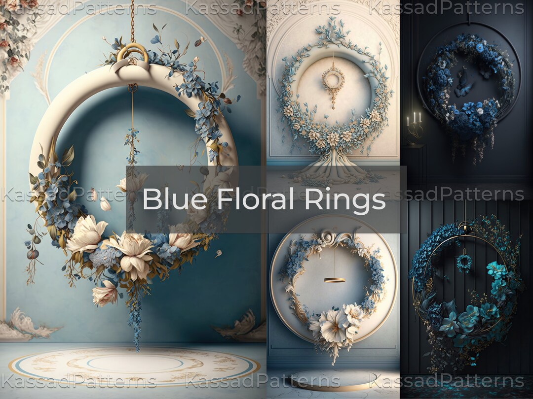 Blue Floral Ring Digital Backdrops Overlaysmaternity Digital - Etsy