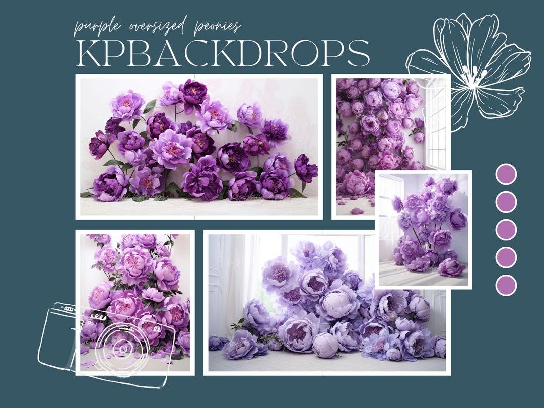Purple Oversized Peonies Backdrop Maternity Digital - Etsy