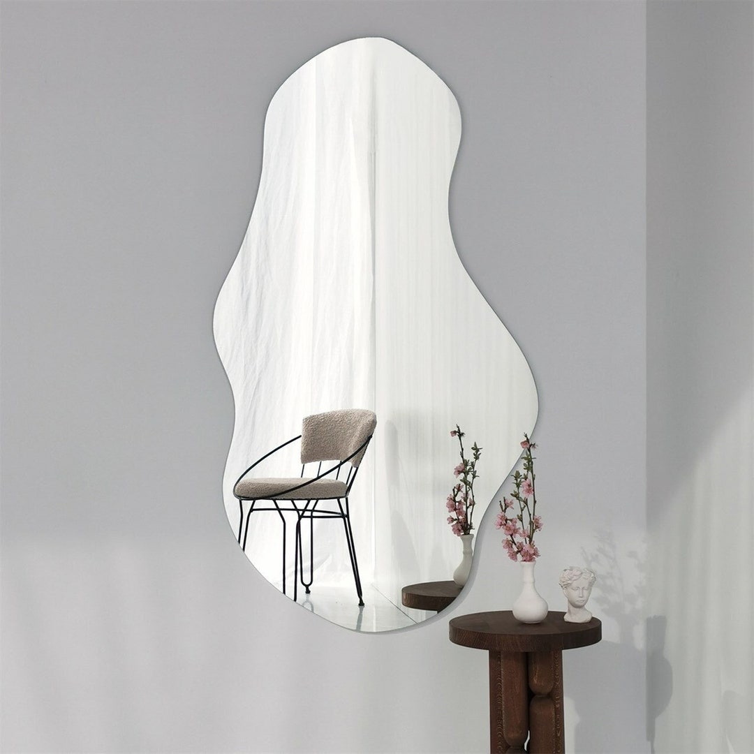 Decoración de pared de espejo irregular Espejo de estanque enmarcado de ...