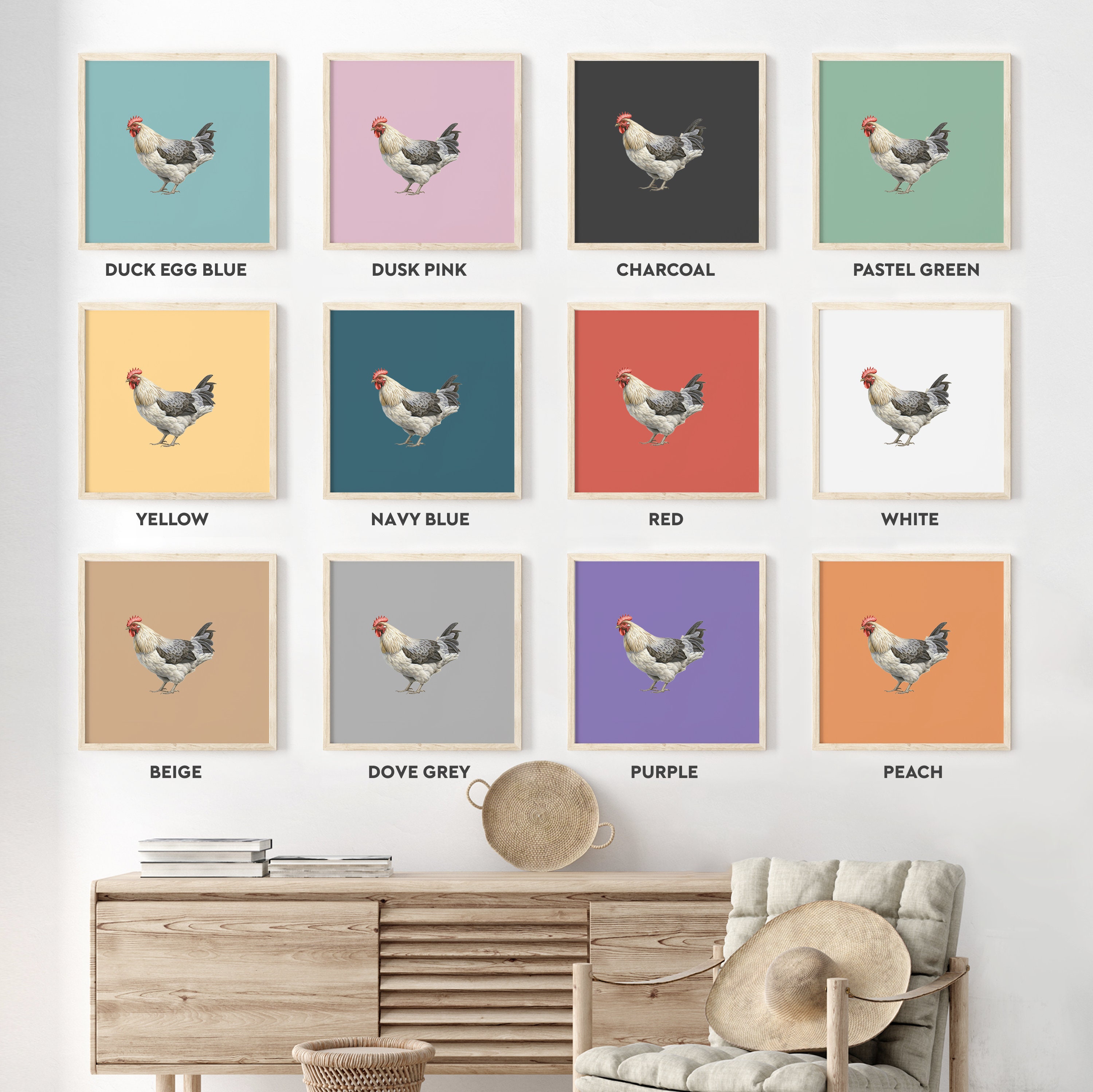 Any Colour Hen Print Chicken Poster Hen Art Animal - Etsy