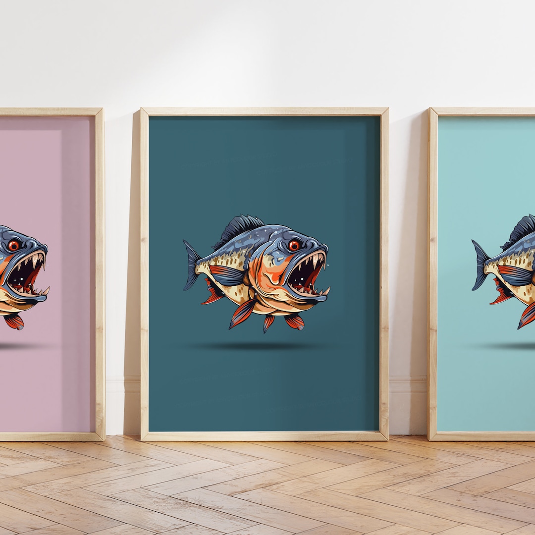Piranha Poster - Piranha Print - Piranha Art - Piranha Illustration ...