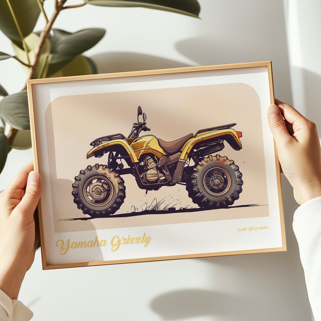 Yamaha Grizzly Quad Bike Landscape Print, Quad Bike Poster, Quad Bike ...
